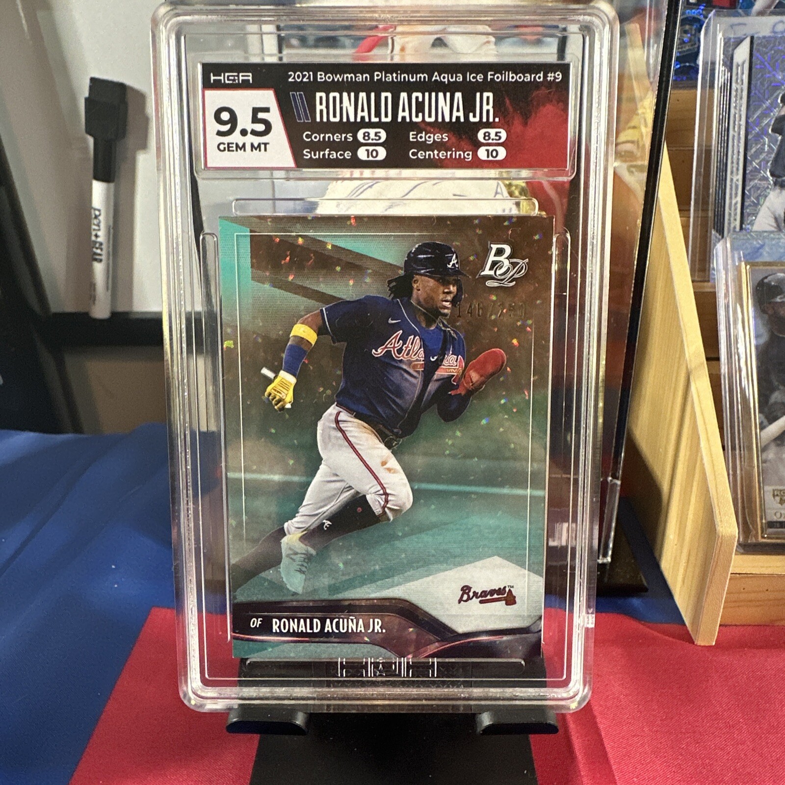 2021 Bowman Platinum RONALD ACUNA JR Aqua Ice 146/250 Braves HGA 9.5 ...