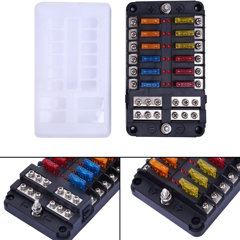 12-Way Fuse Box Block 32V With LED Light Modified For Car Truck Boat RV ...