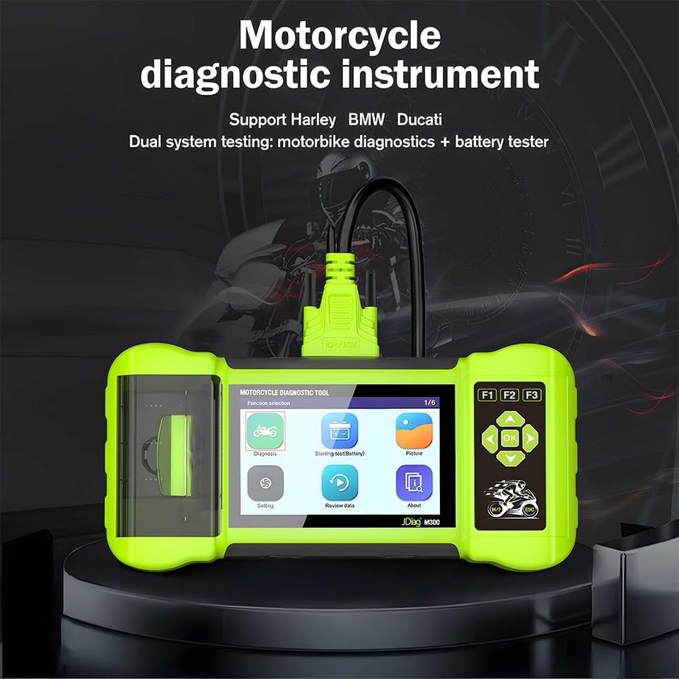 Motorcycle OBD2 Scanner Diagnostic Tool Code Reader All System Battery ...