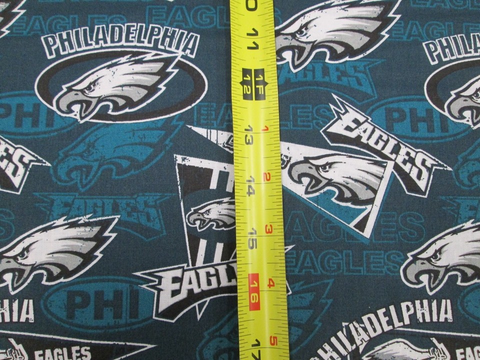 PHILADELPHIA EAGLES NFL 100% COTTON 1/2 YARD PIECE NEW GREEN 18" x 44 ...