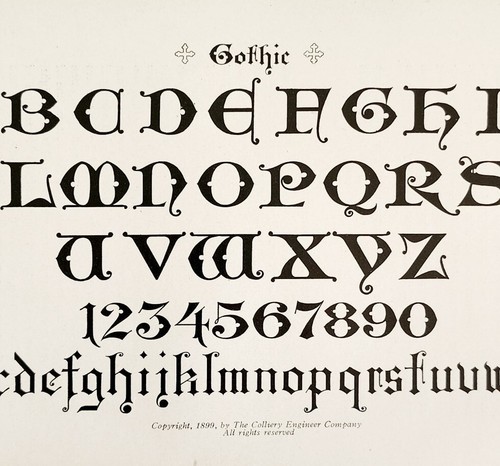 Gothic Text Font Example 1899 Victorian Crafts Drawing Art Ephemera ...