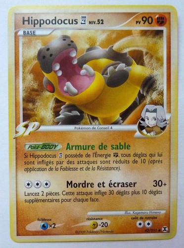 Carte Pokémon HIPPODOCUS 42/111 PV90 FR. 2009 RIVAUX EMERGEANTS | eBay
