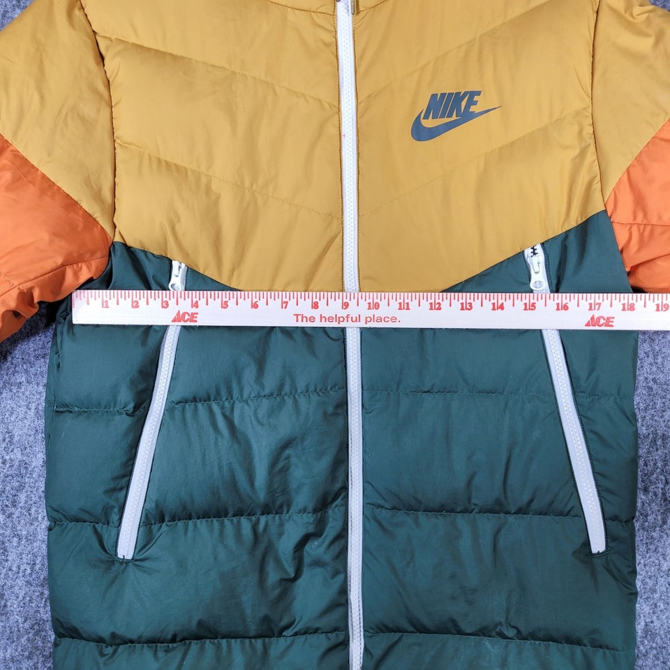 Nike Men's Tri-Color Puffer Jacket GreenOrange Yellow Windbreaker Size ...