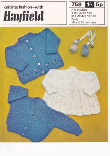 Hayfield Knitting Pattern 759 - Three Baby Jackets - VGC | eBay Australia