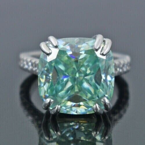 5 Ct Blue Treated Diamond Ring Cushion Cut Great Shine And Luster ...