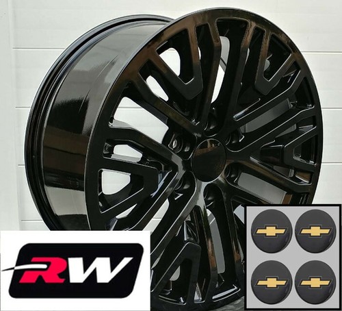 22 x9" Chevy Tahoe OEM Specs Wheels Gloss Black 2019 GM Accessory Rims ...