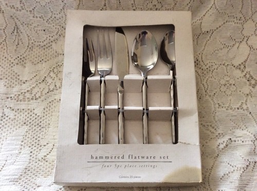 Pier 1 Imports 20 Pcs Svc Of 4 CalderaWavy Hammered Stainless ...