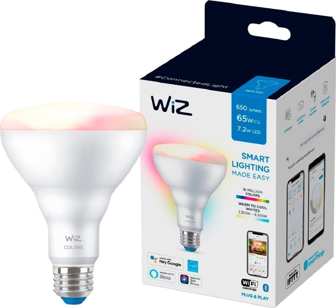 WiZ 65W BR30 Color LED Smart Bulb 1-Pack E26- Wi-Fi Voice control 603456 | eBay