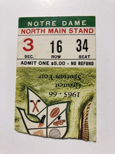 PRICE DROP!! 1966 Michigan State vs Notre Dame football ticket stub 11/19/66! | eBay
