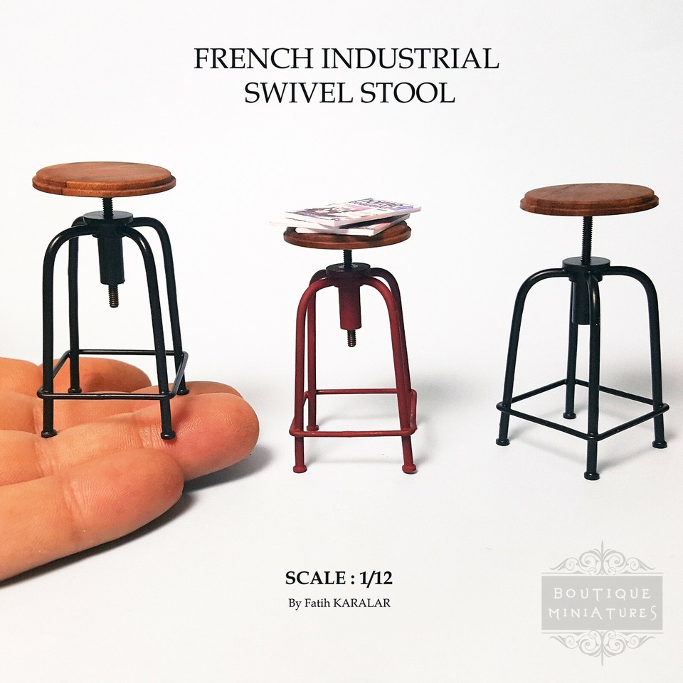 1:12 Miniature Swivel Rotating Stool dollhouse room kitchen bar ...