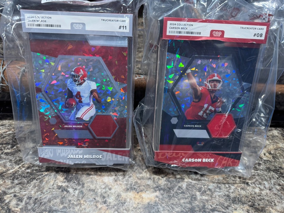 Jalen Milroe & Carson Beck 2024 TruSport Cracked Ice Rookie Jersey ...