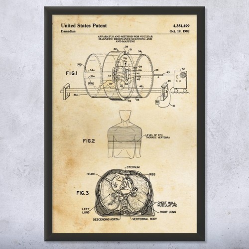 MRI Machine Patent Wall Art Canvas Framed Poster Medical Technology ...