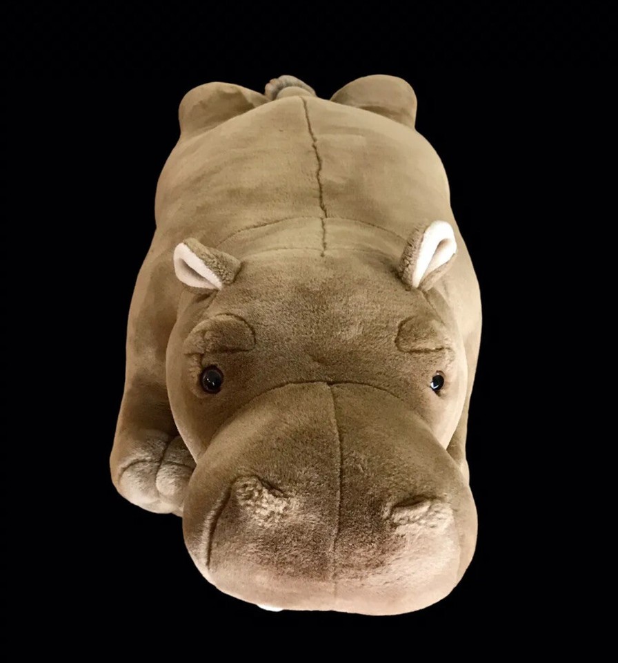 Pottery Barn Hippo Plush JUMBO Brown Hippopotamus REALISTIC House Hippo ...