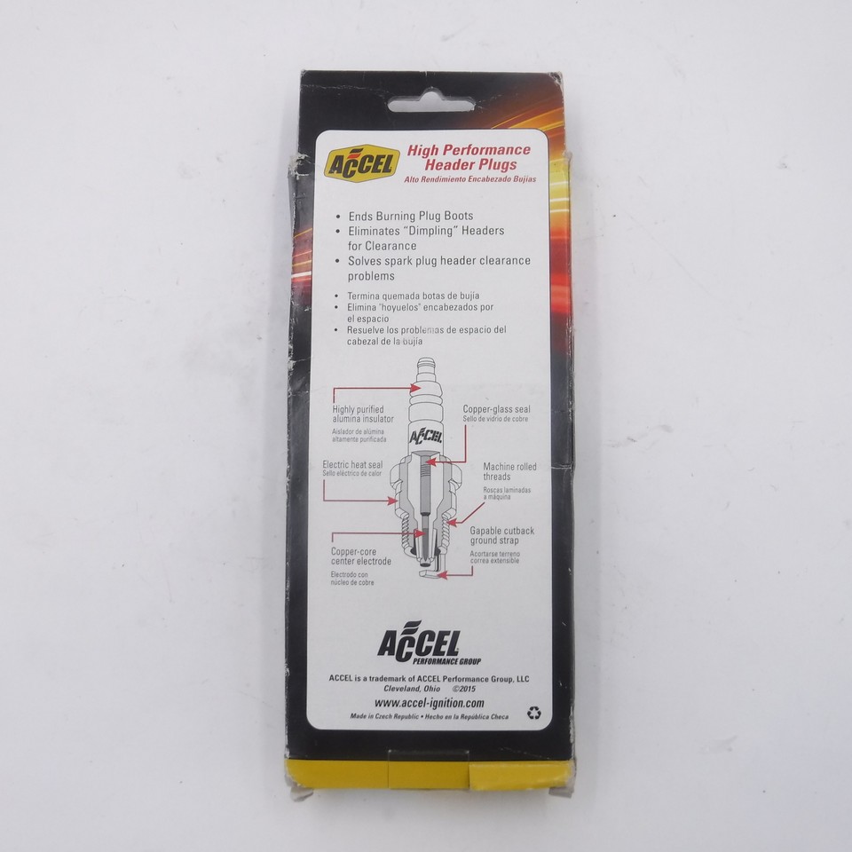 8 Pack Accel 8198 U-Groove Spark Plug Header Plugs 14mm Thread .460 ...