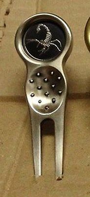 1 only QUALITY GOLF SILVER DIVOT TOOL WITH SCORPION GOLF BALL MARKER ...