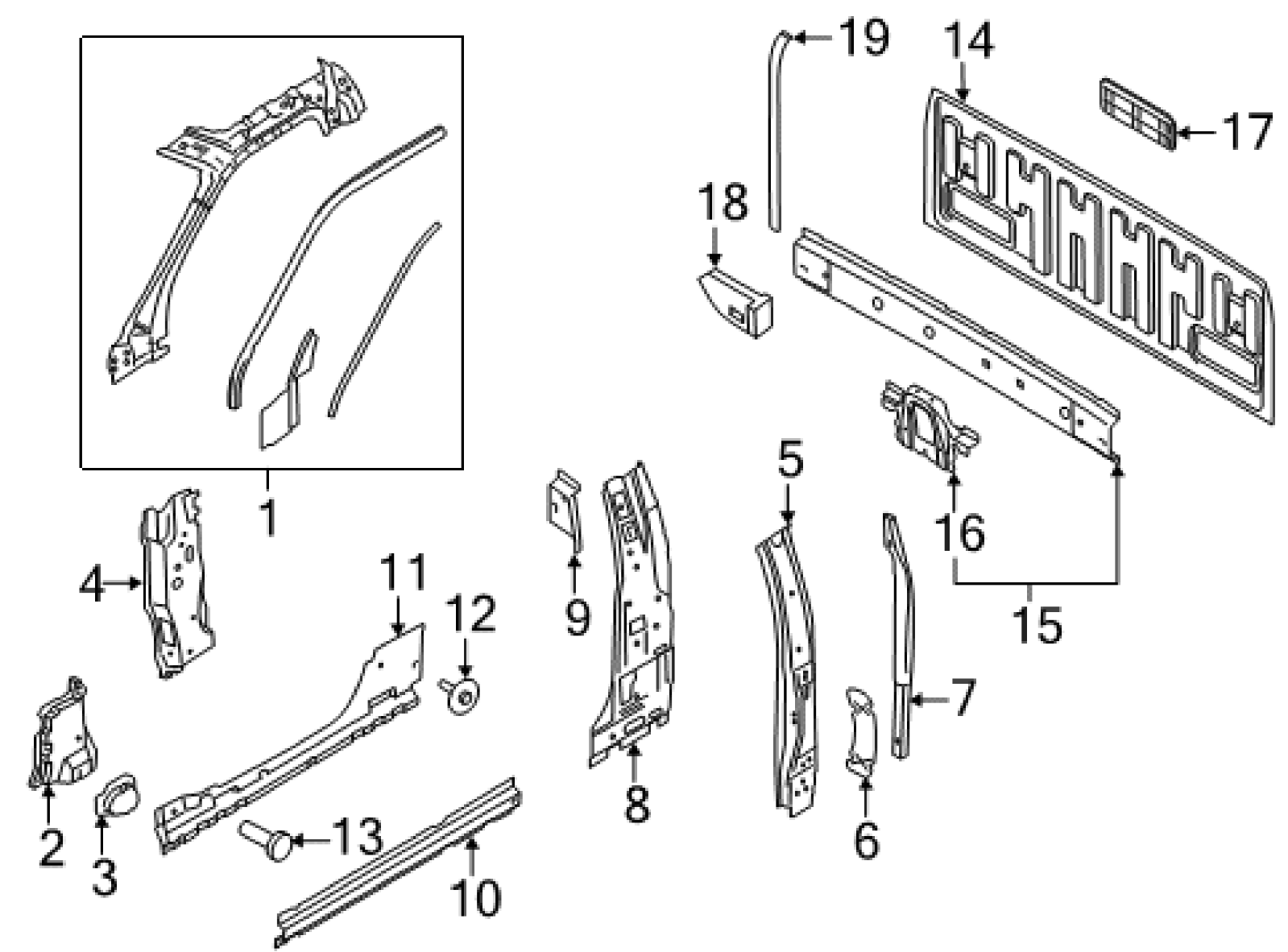 15-20 Ford F150-550 Reg Cab LH Inner Rocker Floor Subframe Panel HC3Z ...