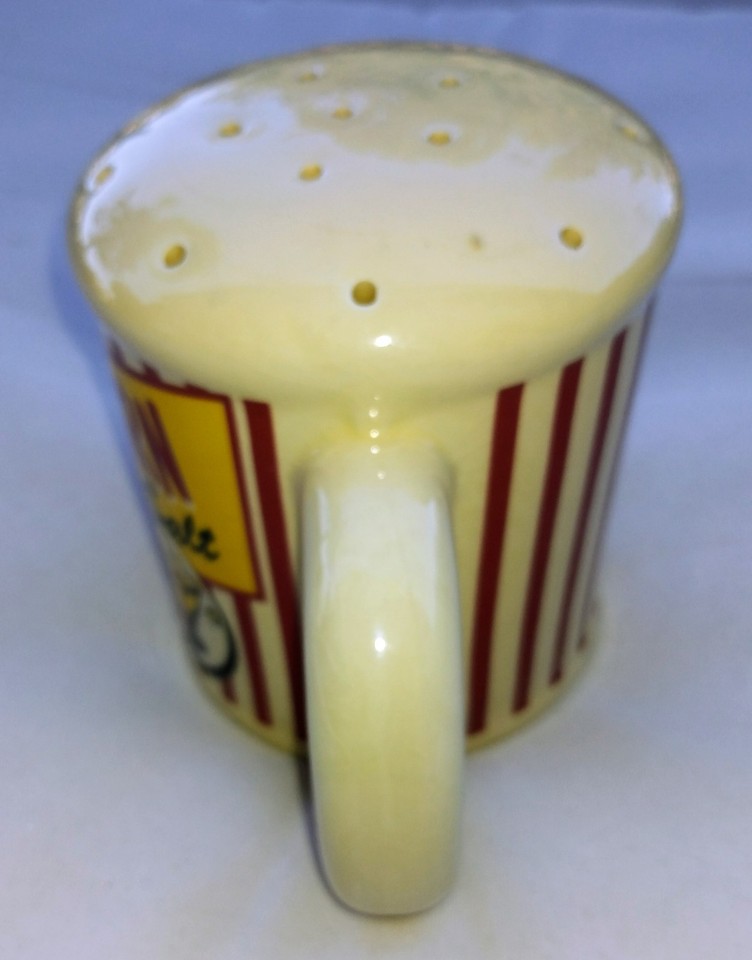 Retro Popcorn Salt Shaker 3.5" In MSRF Inc. Ceramic Red Beige Stripe ...