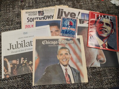 Obama Election Memorabilia Newspapers Time Magazine Chicago Tribune ...