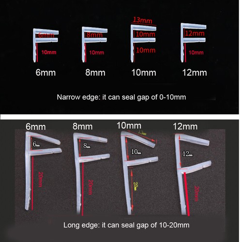 F-shape Silicone Rubber Shower Door Sealing Strip WeatherStrip For 6/8 ...