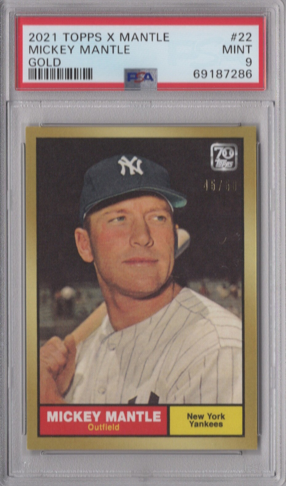 Mickey Mantle 2021 Topps X Mantle PSA 9 Mint Graded Card #22 1961 Topps ...