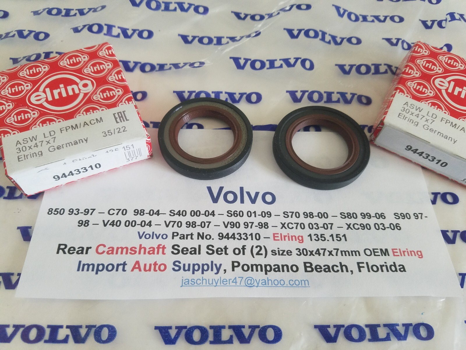 Volvo Rear Camshaft Seal (Set) 740 - 850 - 960 - C70 - S80 - XC90 ...