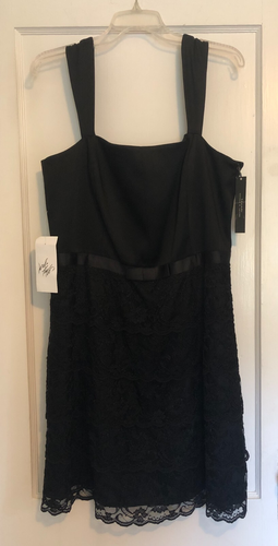 NWT $168 TAHARI SEXY BLACK LACE CLASSIC STRAPPY LBD COCKTAIL PARTY ...
