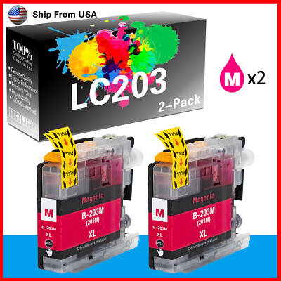 2PK Magenta LC203 Ink Cartridge LC203XL for MFC-J4320DW J4420DW J460DW ...