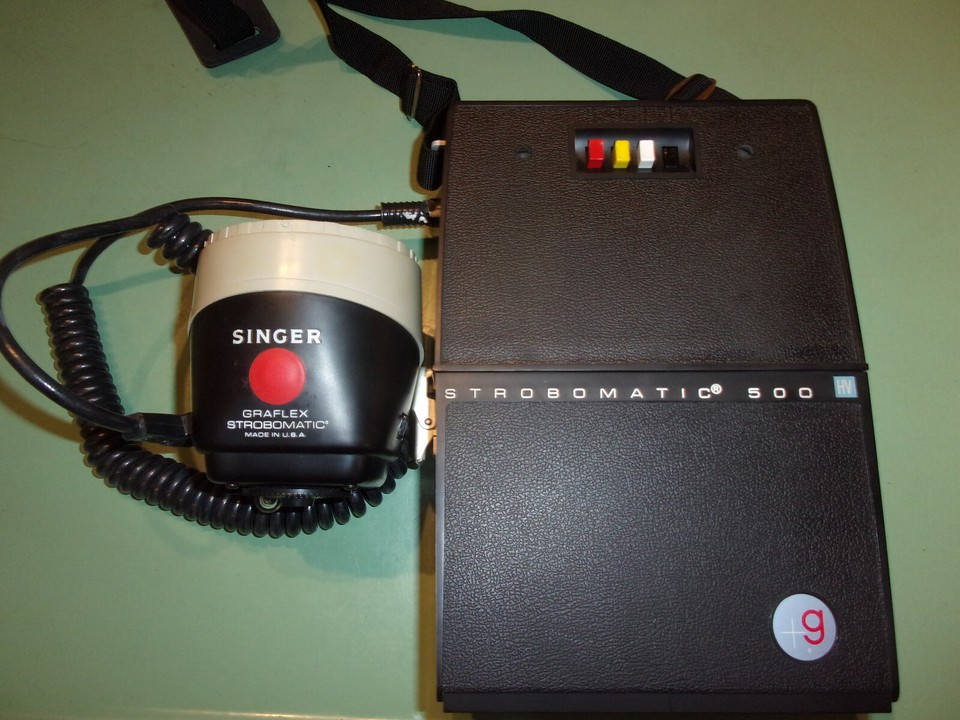 VINTAGE SINGER GRAFLEX STROBOMATIC 500 POWER PACK BASE, TOP, LAMP, CORD ...