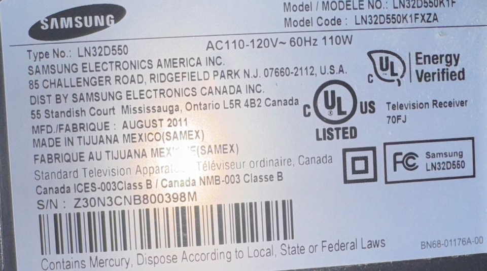 Samsung UN32EH4003 32" 720p 60Hz LED TV 770332089522 | eBay