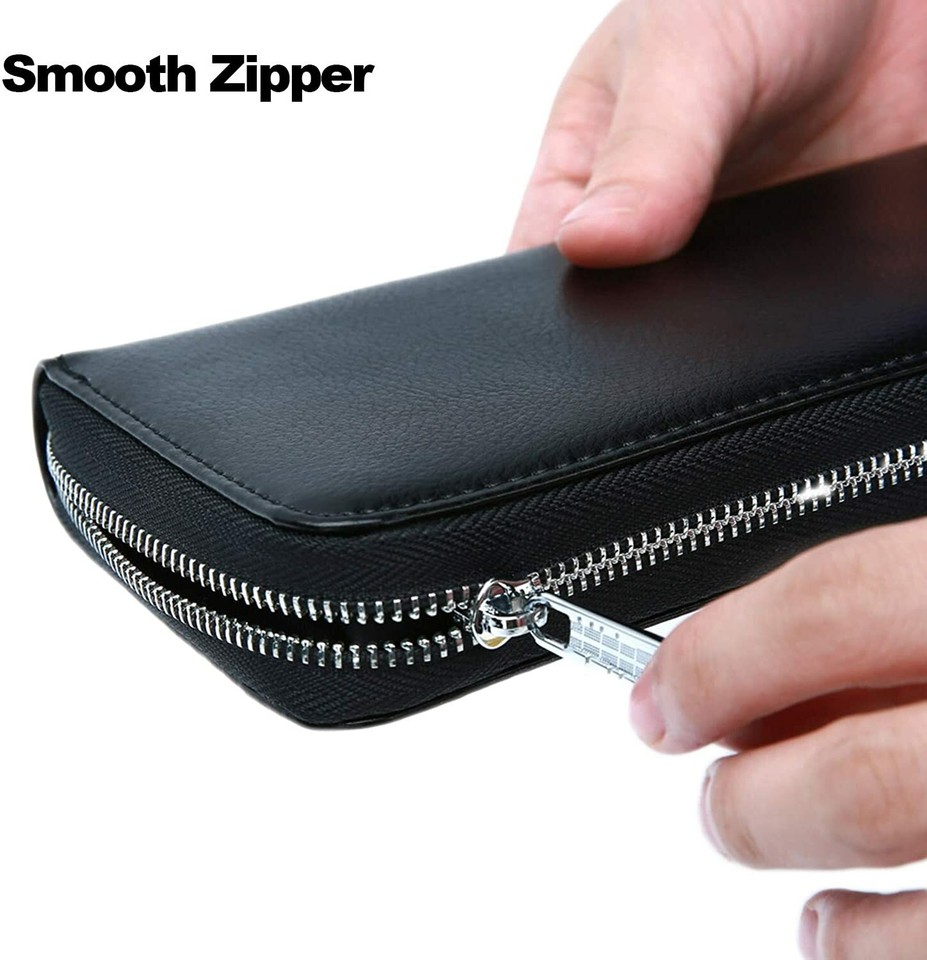 Large Capacity Credit Card Holder 36 Slots Zipper Leather Wallet RFID ...
