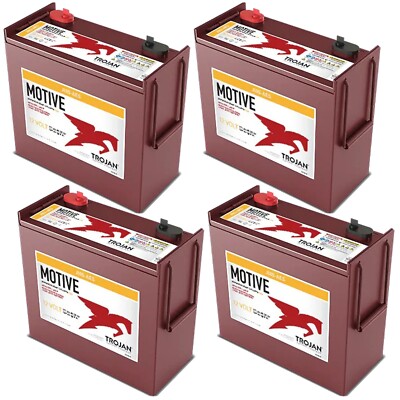 4 Pack of Trojan J185-AES 12V Superior Deep Cycling VRLA AGM Batteries ...