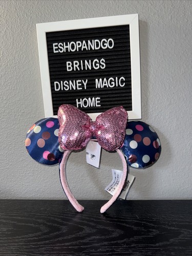 US Disney Parks Rock Mickey Mouse Polka Dot Minnie Ears Sequins Bow ...