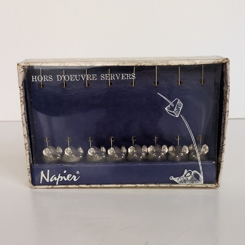 8 Vintage Napier Hors D'oeuvre Mouse Mice Cheese Appetizer Stick Skewer ...