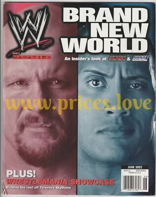 WWE Wrestling Magazine June 2002 RAW Smackdown The Rock Steve Austin ...