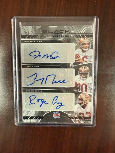 2021 Panini Black Joe Montana, Jerry Rice, Roger Craig triple AUTO /10 ...