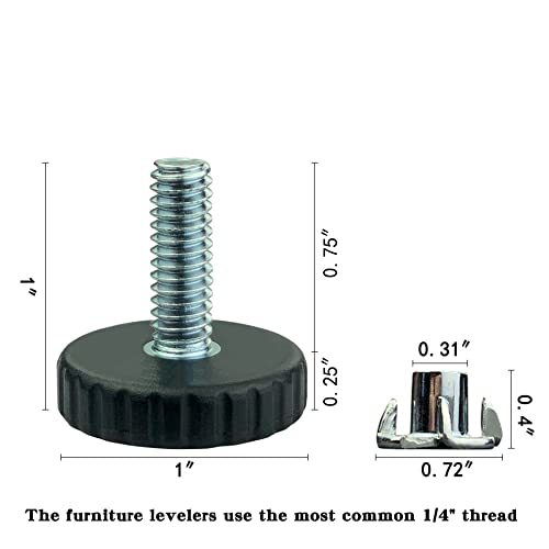 1/4" Threaded Table/chair/furniture Feet Levelers Screw In Threaded ...