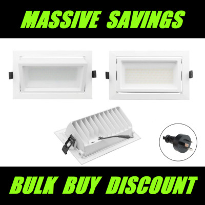 40W LED Rectangle Recessed Shop Fitter Light Adjustable Tiltable ...