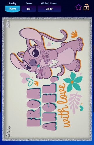 Topps Disney Collect Digital Stitch Mahalo FROM ANGEL WITH LOVE ...