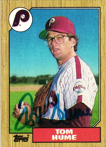 Tom Hume Signed 1987 Topps #719 MLB baseball Autographed Card Phillies ...