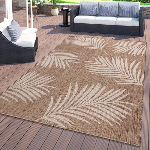 Rugshop Brown Outdoor Rugs Palm Leaves Textured Flat Weave Indoor ...