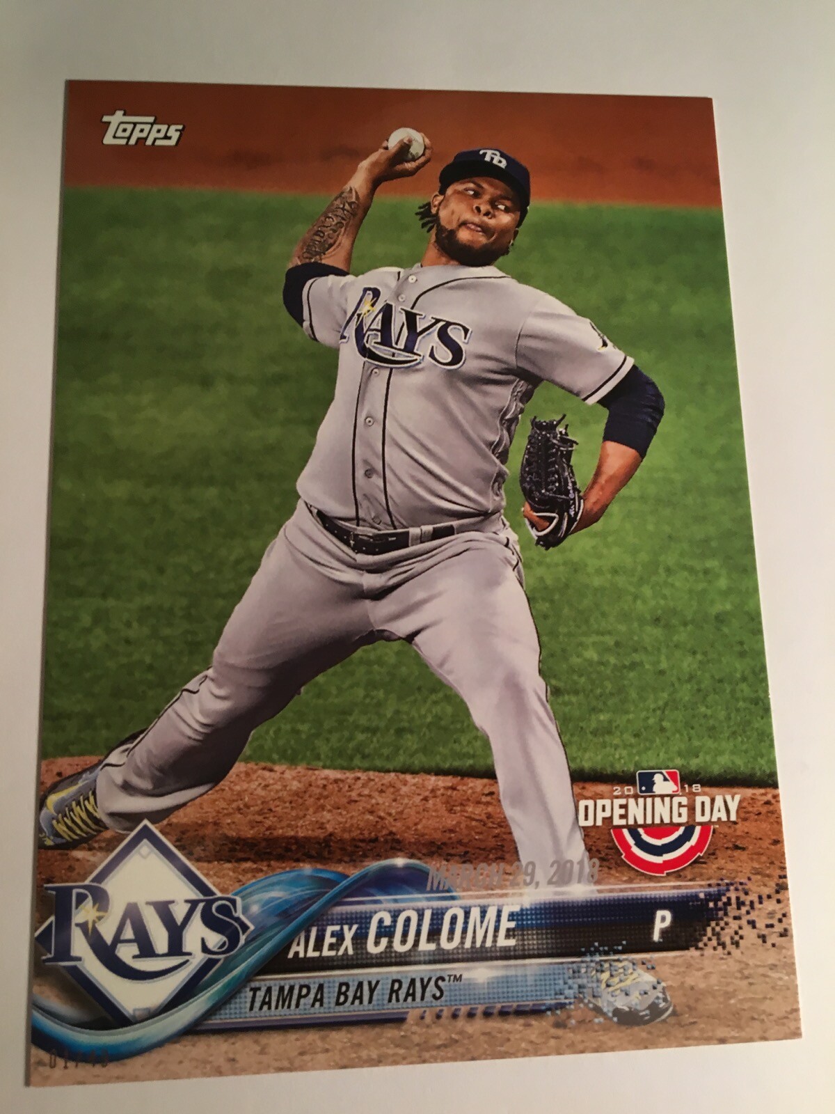 2018 Topps Opening Day 5x7 Jumbo Alex Colome Rays 194 01/49 | eBay