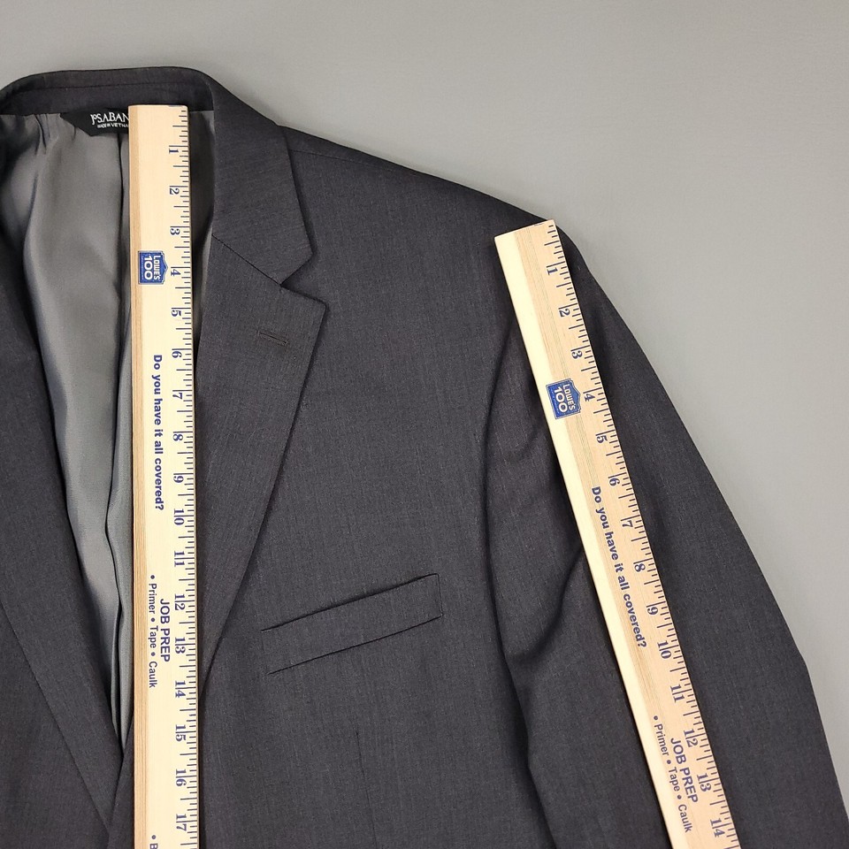 Jos A Bank Blazer Mens 52R Gray Sharkskin Wool Windowpane Tailored Suit ...