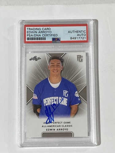 EDWIN ARROYO SIGNED 2020 LEAF PERFECT GAME REDS RC CARD #25 AUTOGRAPHED ...