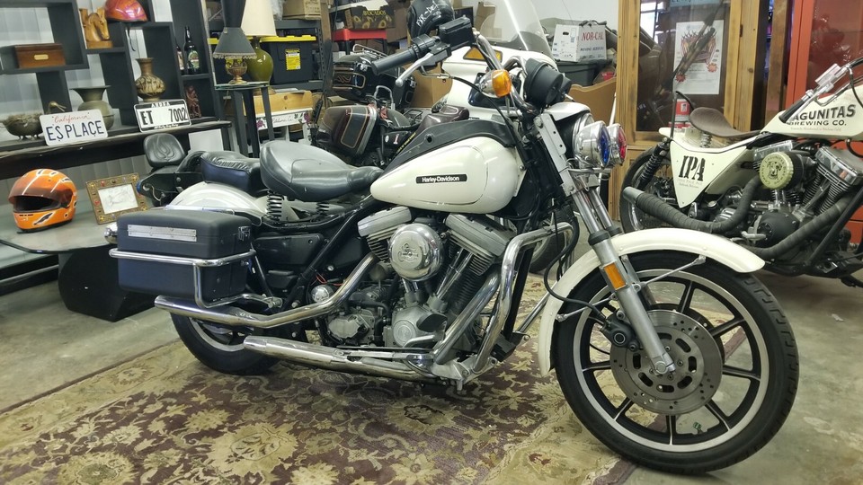 exhaust mount bracket hanger pipes 1985 FXRP Harley FXR Police Sheriff ...