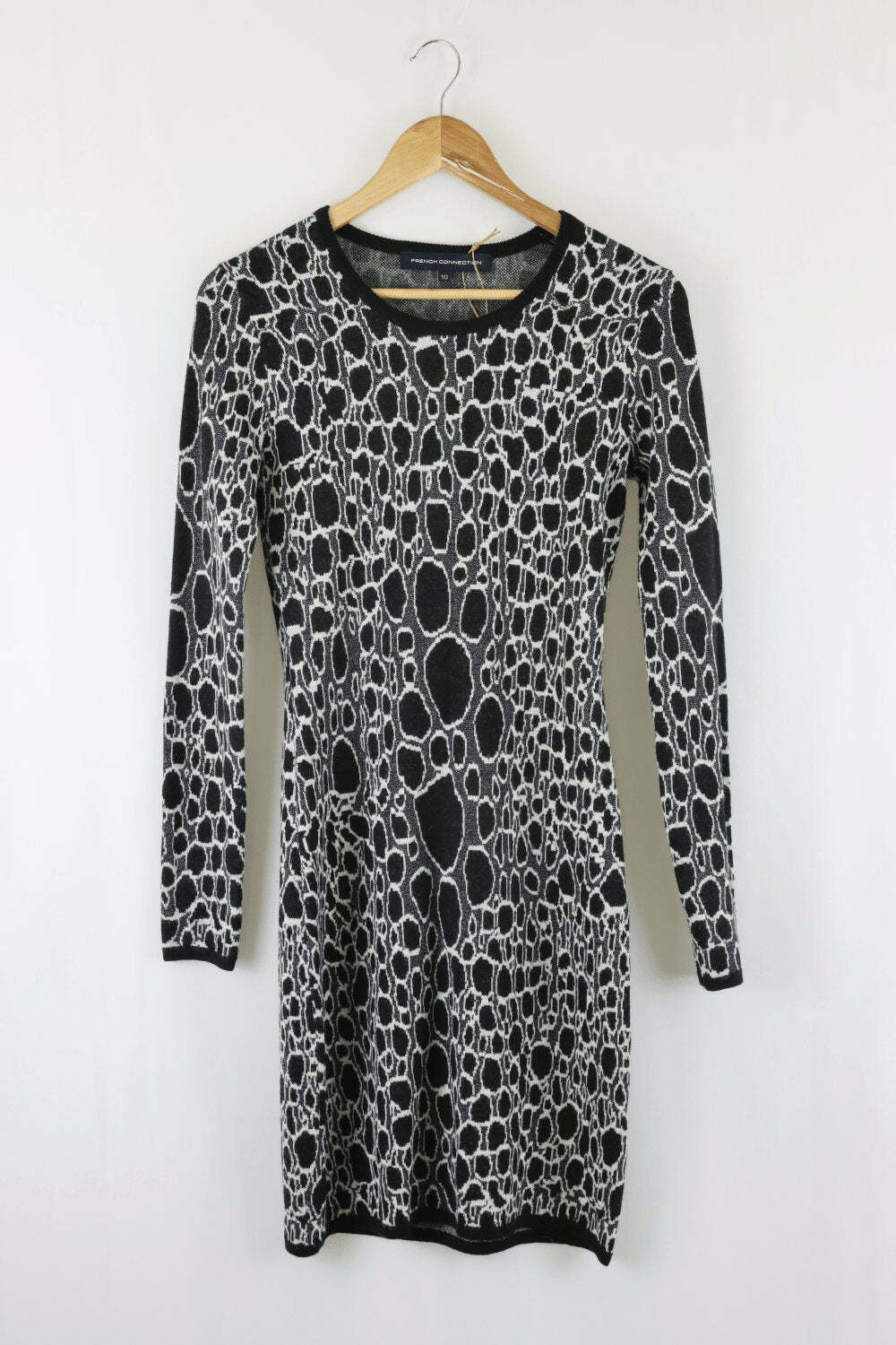 French Connections Black And White Pattern Dress 10 b… - Gem