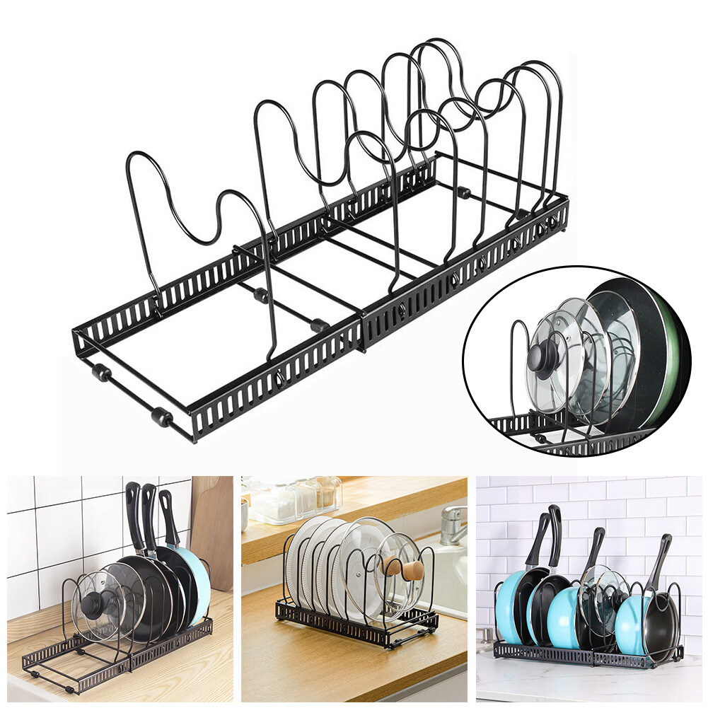 Retractable Pot Pan Lid Rack Dish Storage For Cabinet Kitchen Holder ...