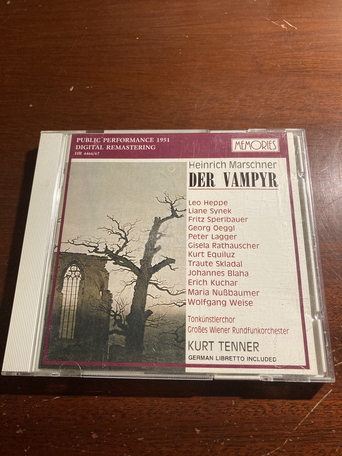 Heinrich Marschner Der Vampyr Kurt Tenner Leo Heppe Liane Synek 2 CD ...