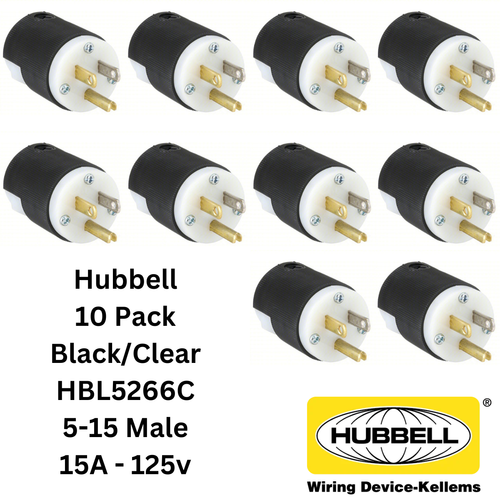 LOT 10x Hubbell HBL5266C AC Male Edison NEMA 5-15P Plug 15A 125V ...