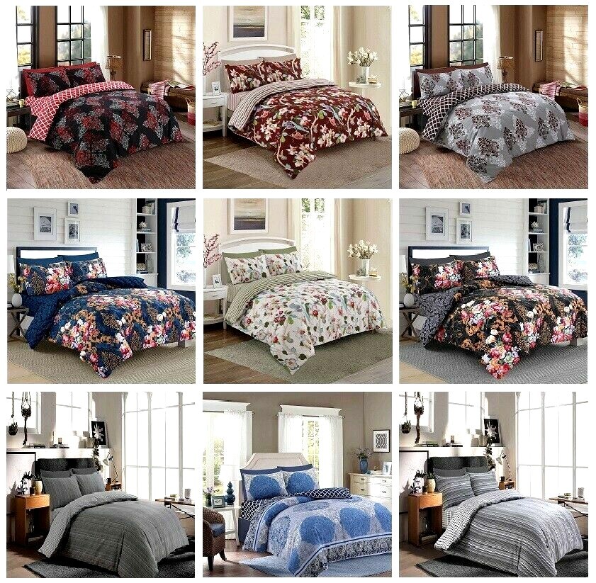 4Pcs Bedding Set Duvet Cover, Pillowcases,Fitted Sheet Single Double ...