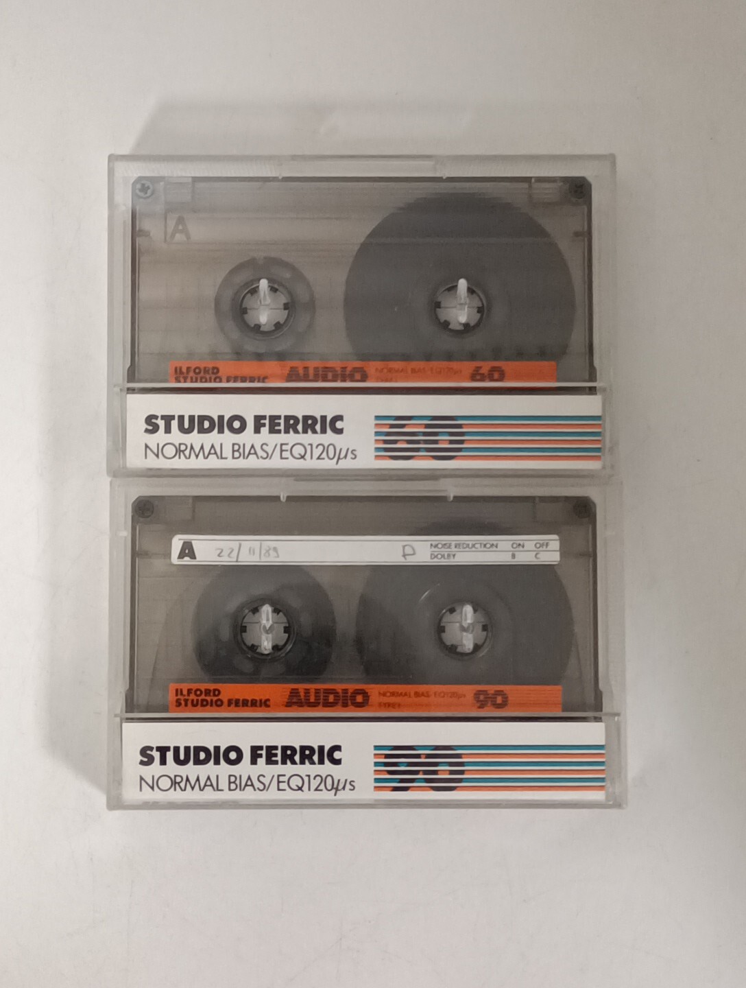 Lotto 2x ILFORD STUDIO FERRIC 60 90 musicassette vergini cassette tape ...